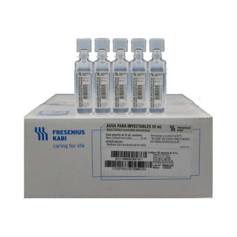 AGUA BIDESTILADA AMPOLLA 10 ML X 100 - Farmacias Roraima